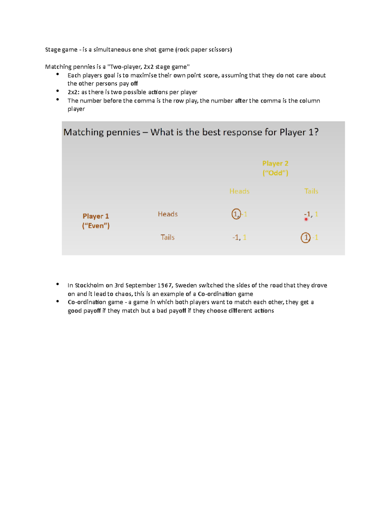 Game Theory Notes - Stage game - is a simultaneous one shot game (rock ...