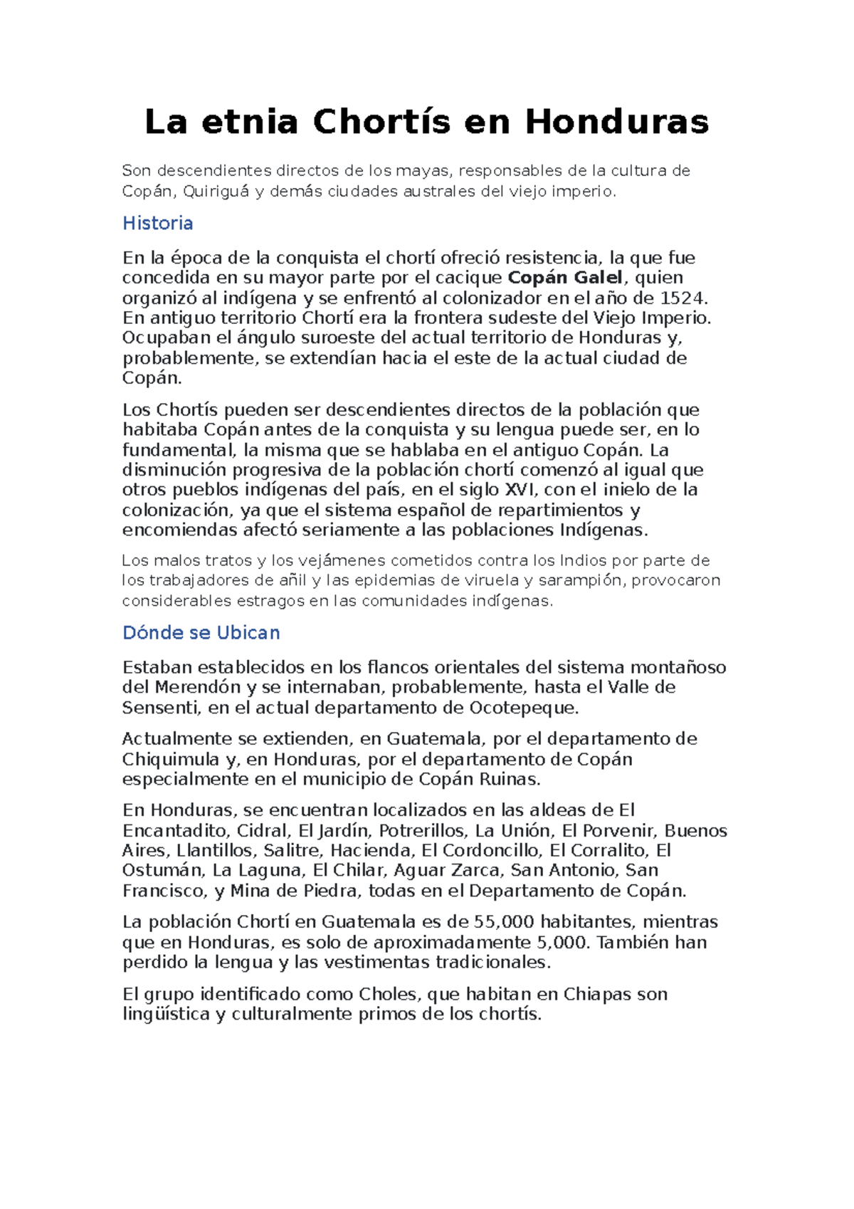 La etnia Chortís en Honduras - La etnia Chortís en Honduras Son ...