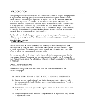 C946 part1 - Practice materials - INTRODUCTION In your career as an IT ...