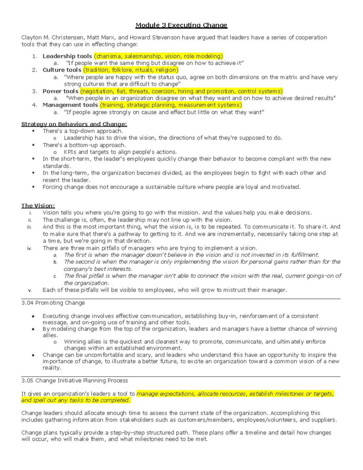 Change Management Module 3 Notes - summaries, flashcards - Module 3 ...