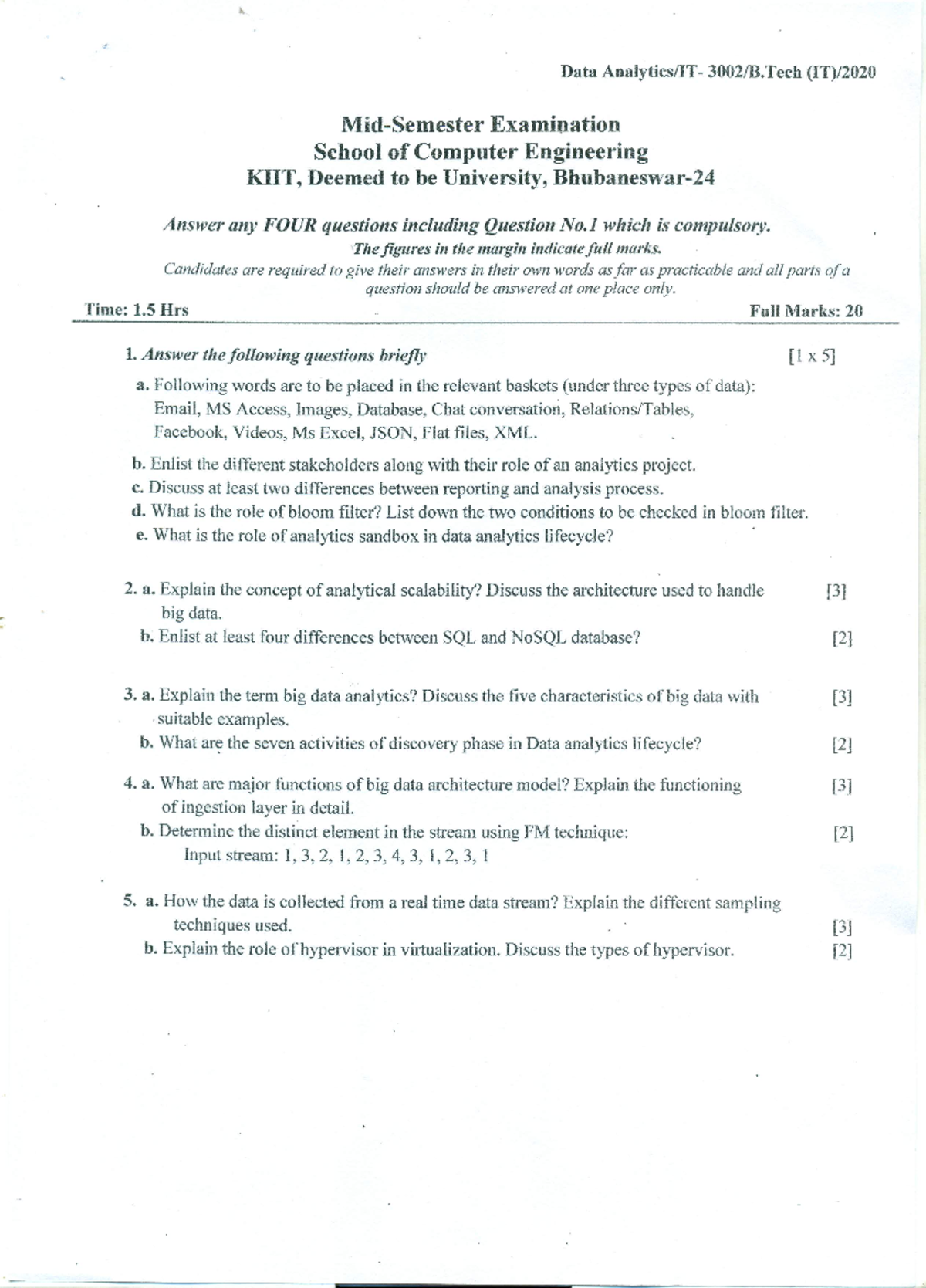 DA Mid Sem 2020 - Computer Science and Engineering - Studocu