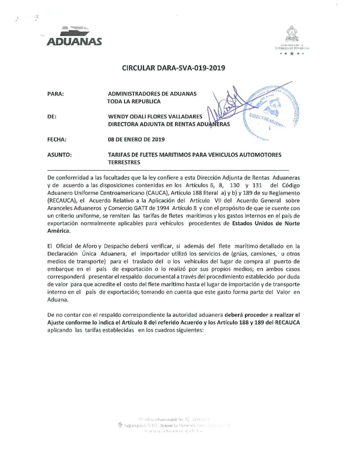Circular DARA SVA 019 2019 - Valoración Aduanera - Studocu
