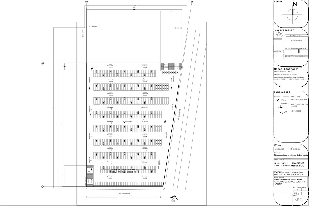 Arquitectonico - estacionamiento centro comercial - ####### COLINDANCIA ...