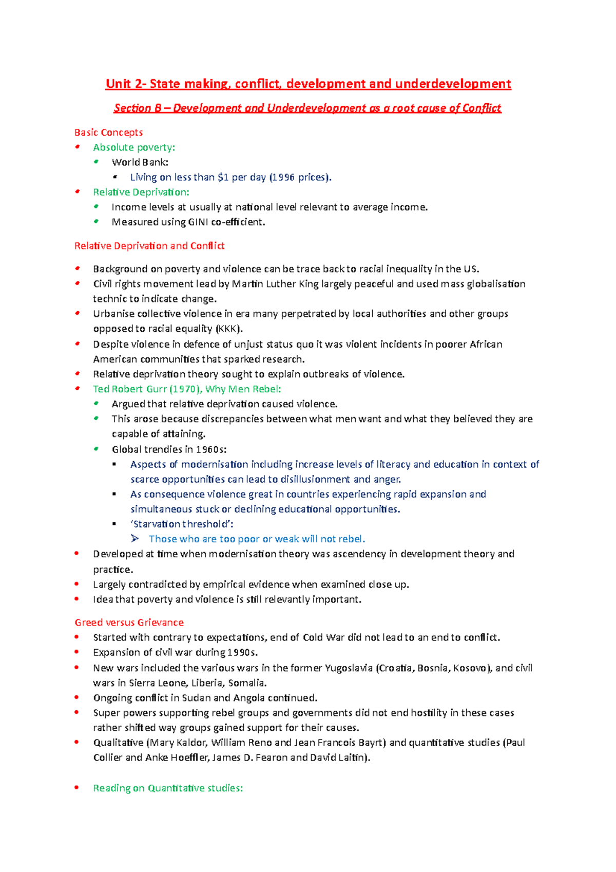 Unit 2 - State making, conflict, development and underdevelopment - Section B - Unit 2- State ...