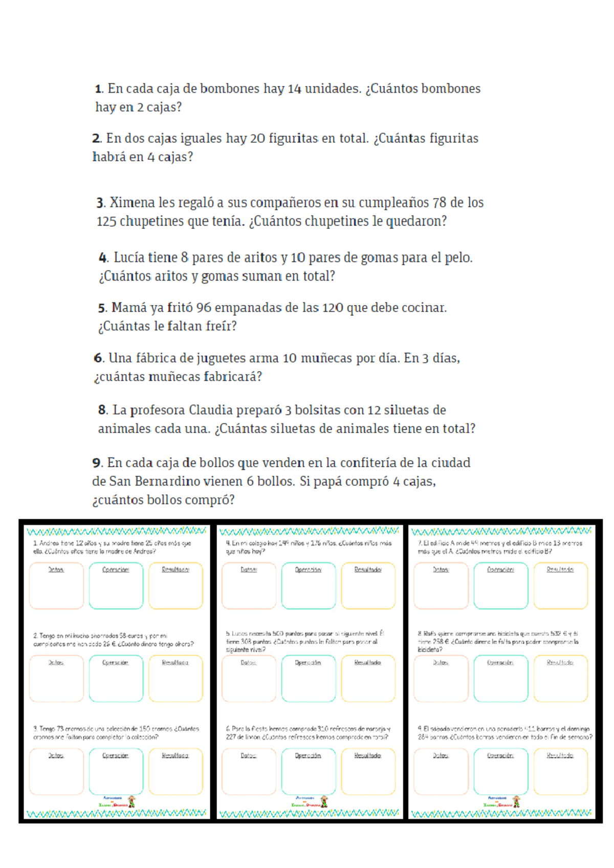 Problemas matemáticos de sumas restas y multiplicaciones - MATEMATICAS ...