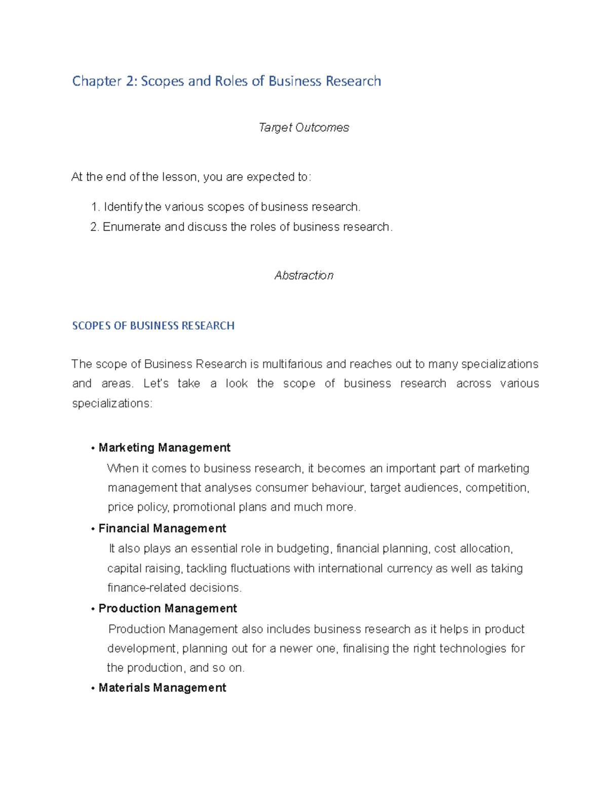 Chapter 2 Scopes And Roles Of Business Research Enumerate And chapter-2-scopes-and-roles-of-business-research-enumerate-and