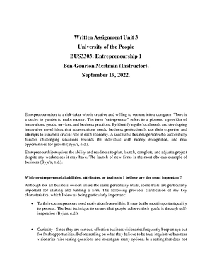 E- Commerce. Written Assignment UNIT 1 - Written Assignment unit 1 BUS 2202: E-commerce David ...