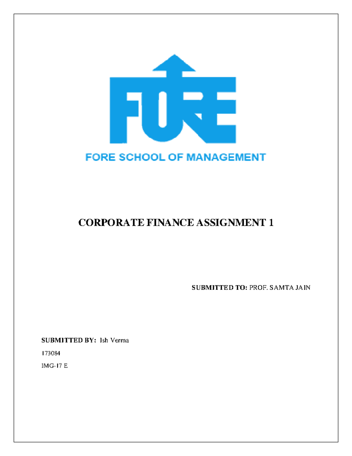 Goals of Financial Management - CORPORATE FINANCE ASSIGNMENT 1 ...