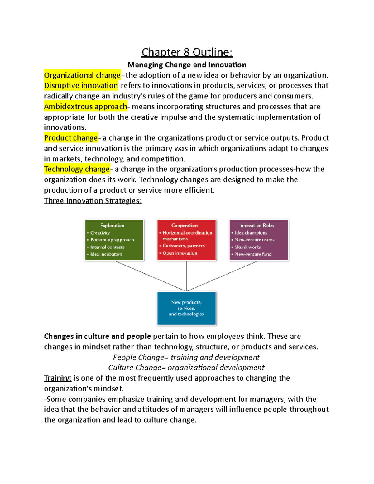 MGT 370 Chapter 8 Outline - Chapter 8 Outline: Managing Change and ...
