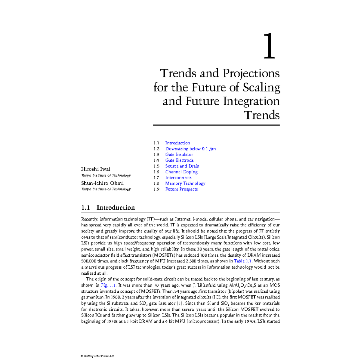 VLSI LECTURES notes - 1 Trends and Projections for the Future of ...