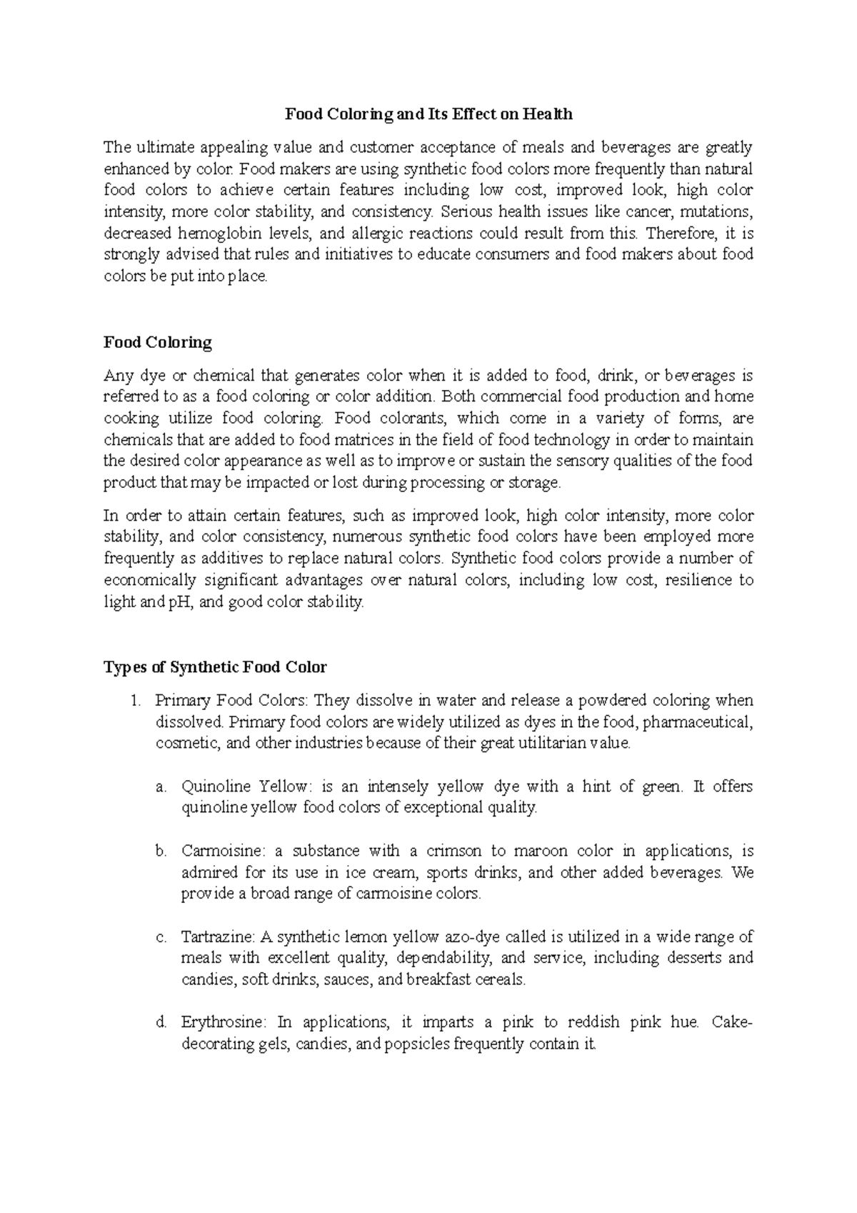 Food Coloring and Its Effect on Health - Food makers are using ...