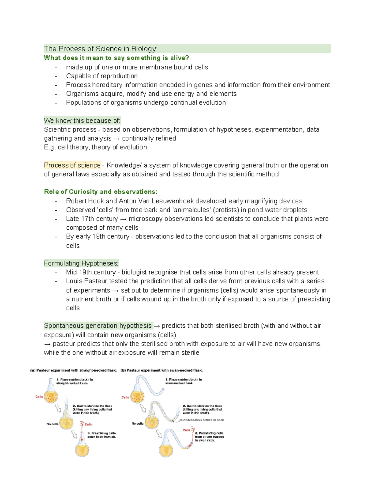 Bio Lecture notes - The Process of Science in Biology: What does it ...