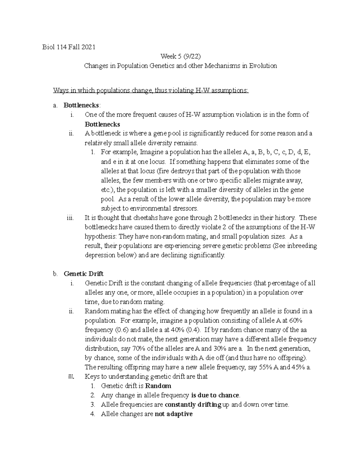 Lecture week 5 (9-22) - Notes Changing Population Genetics and ...