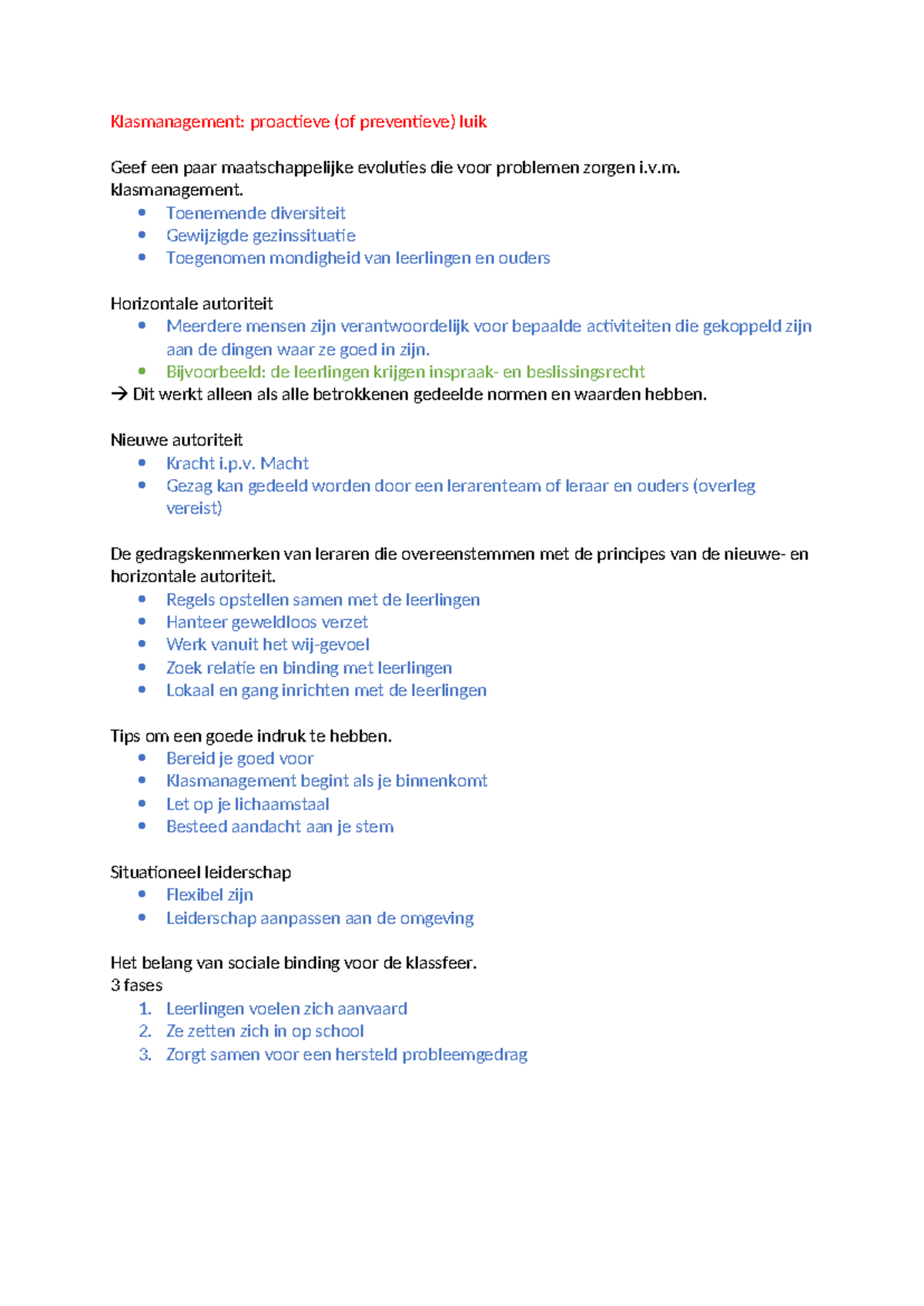 20220823 Herexamen Diverviteit Klasmanagement - Klasmanagement: proactieve (of preventieve) luik ...