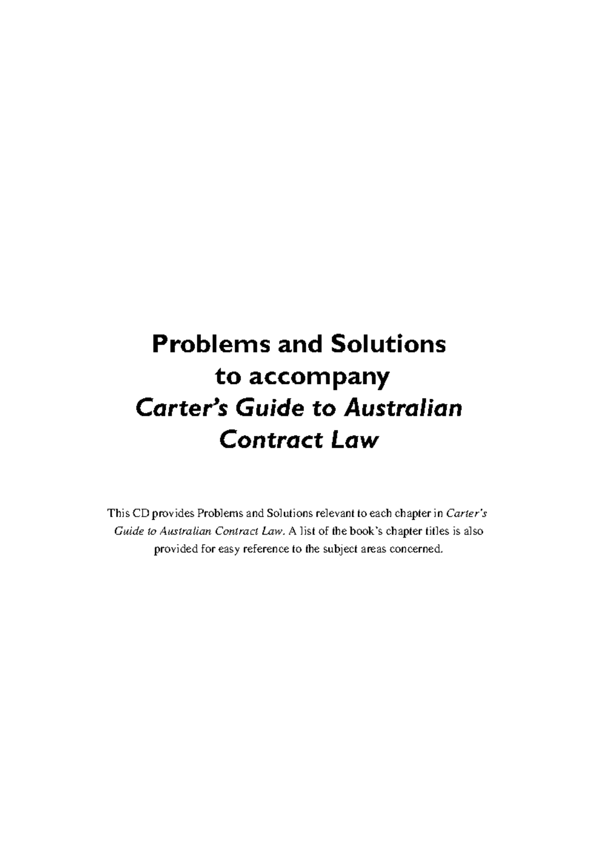 Contract Law Book Questions Chapter 1 Problems And Solutions To