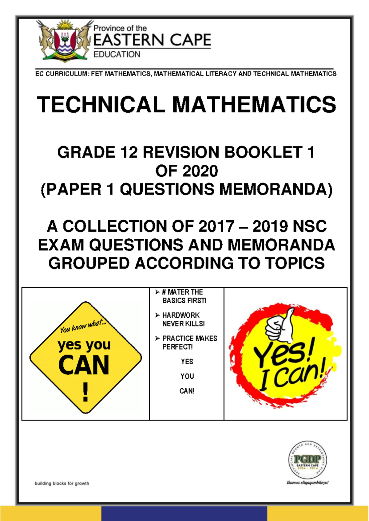 8 Grade 12 Technical Mathematics Booklet 1 OF 2020 WITH Answers - EC ...