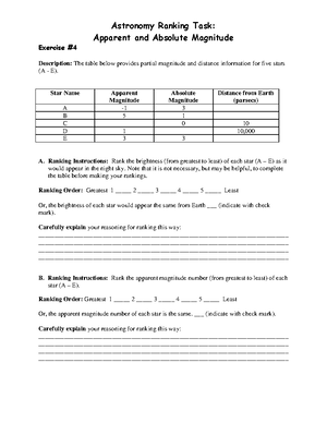 Magitudes Ranking Task II - Exercise #2 Astronomy Ranking Task ...