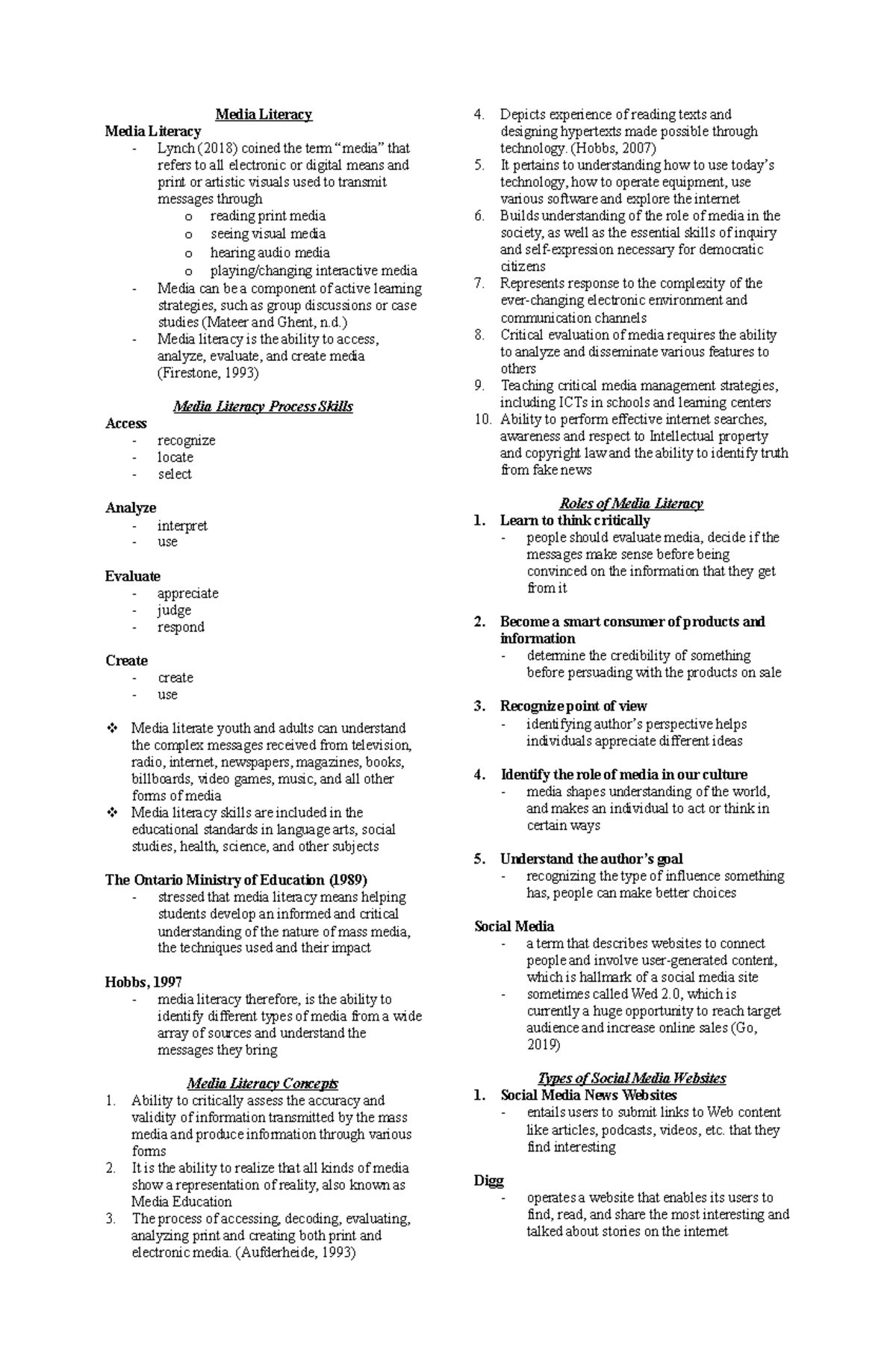 Media-Literacy - Notes for u - Media Literacy Media Literacy Lynch ...