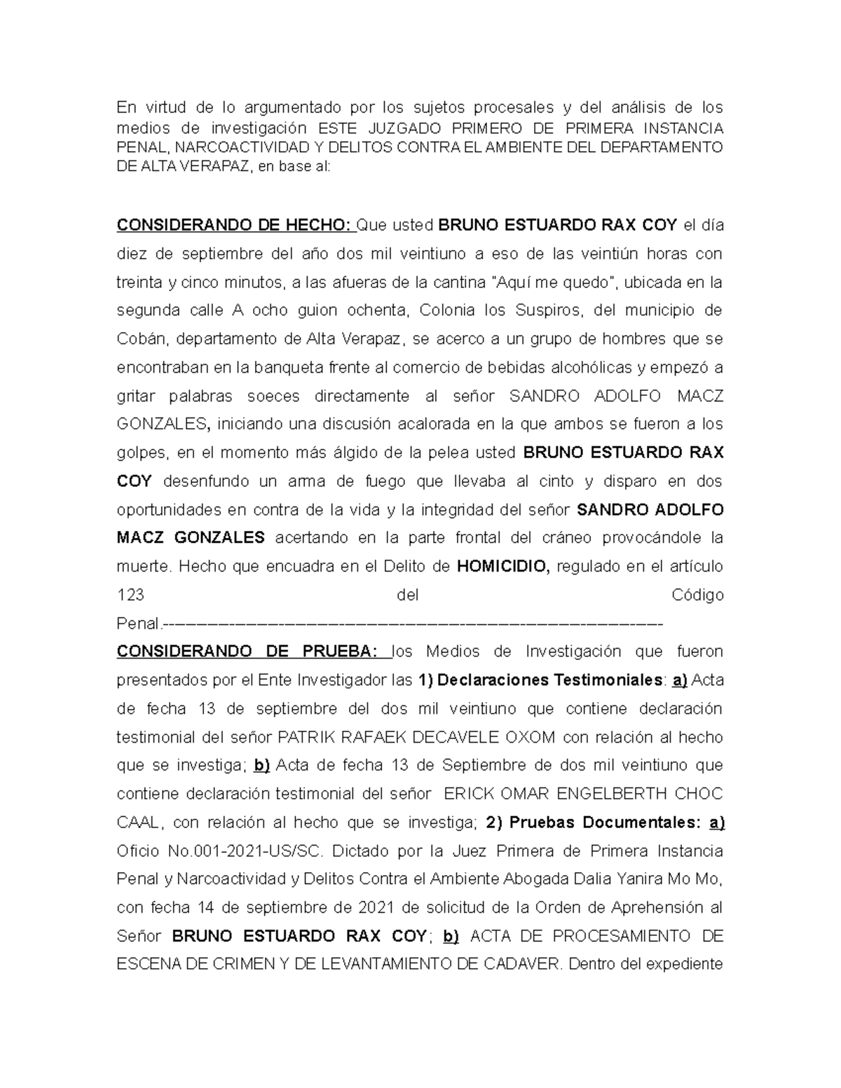 Resolucion Final - MODELO DE RESOLUCIÓN - En virtud de lo argumentado ...