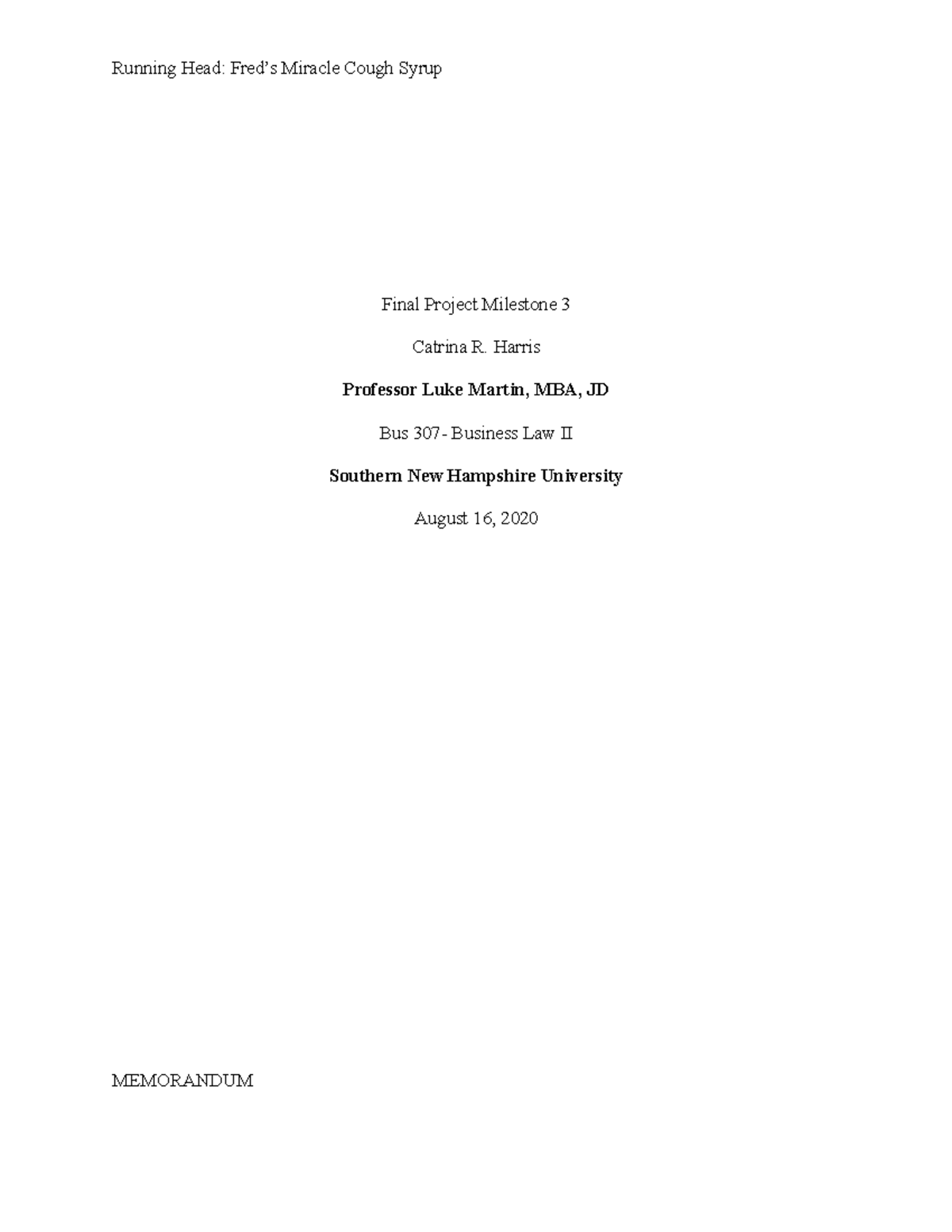 Bus 307 Final Project Milestone 3 (8-16-2020) - Final Project Milestone ...