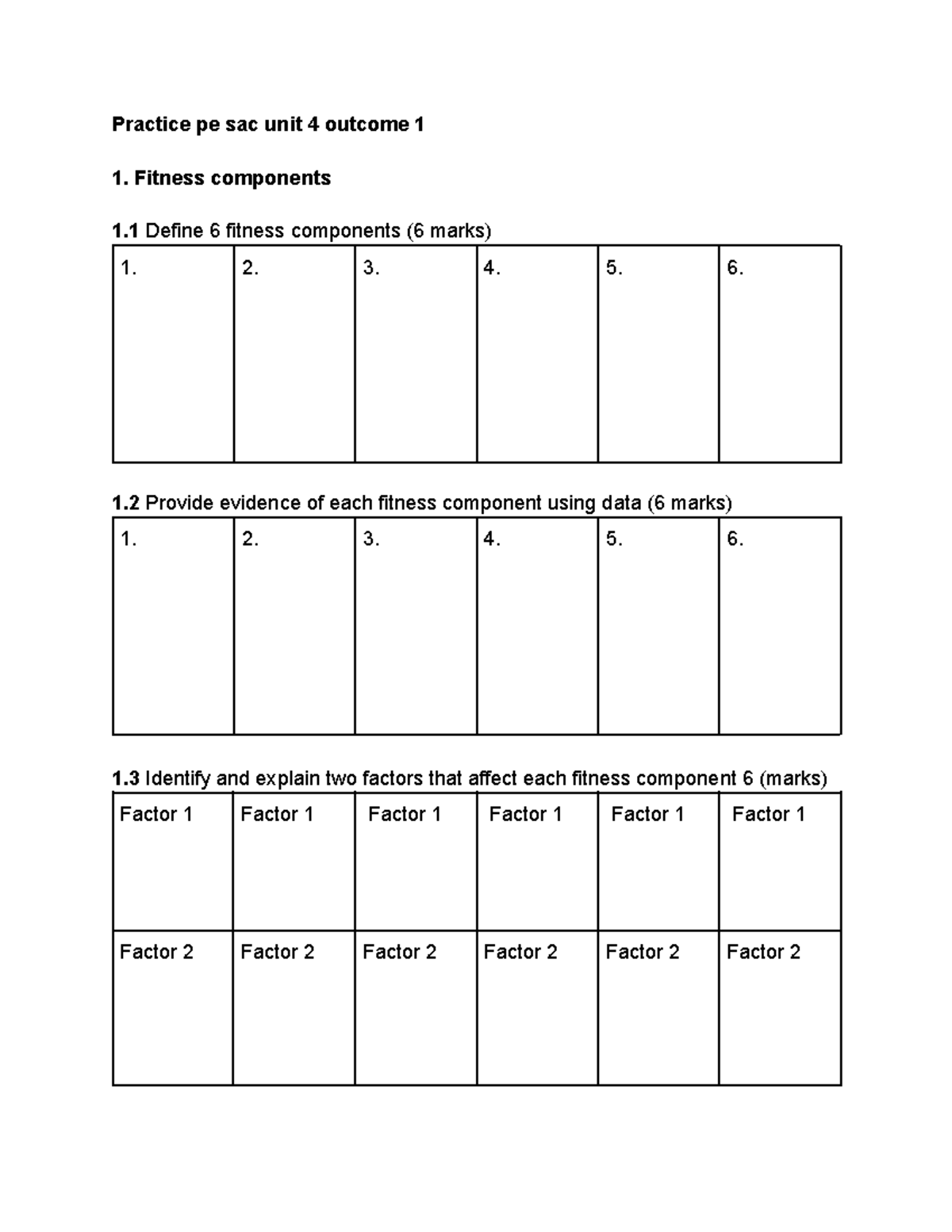 Practice pe sac unit 4 outcome 1 - Practice pe sac unit 4 outcome 1 1 ...