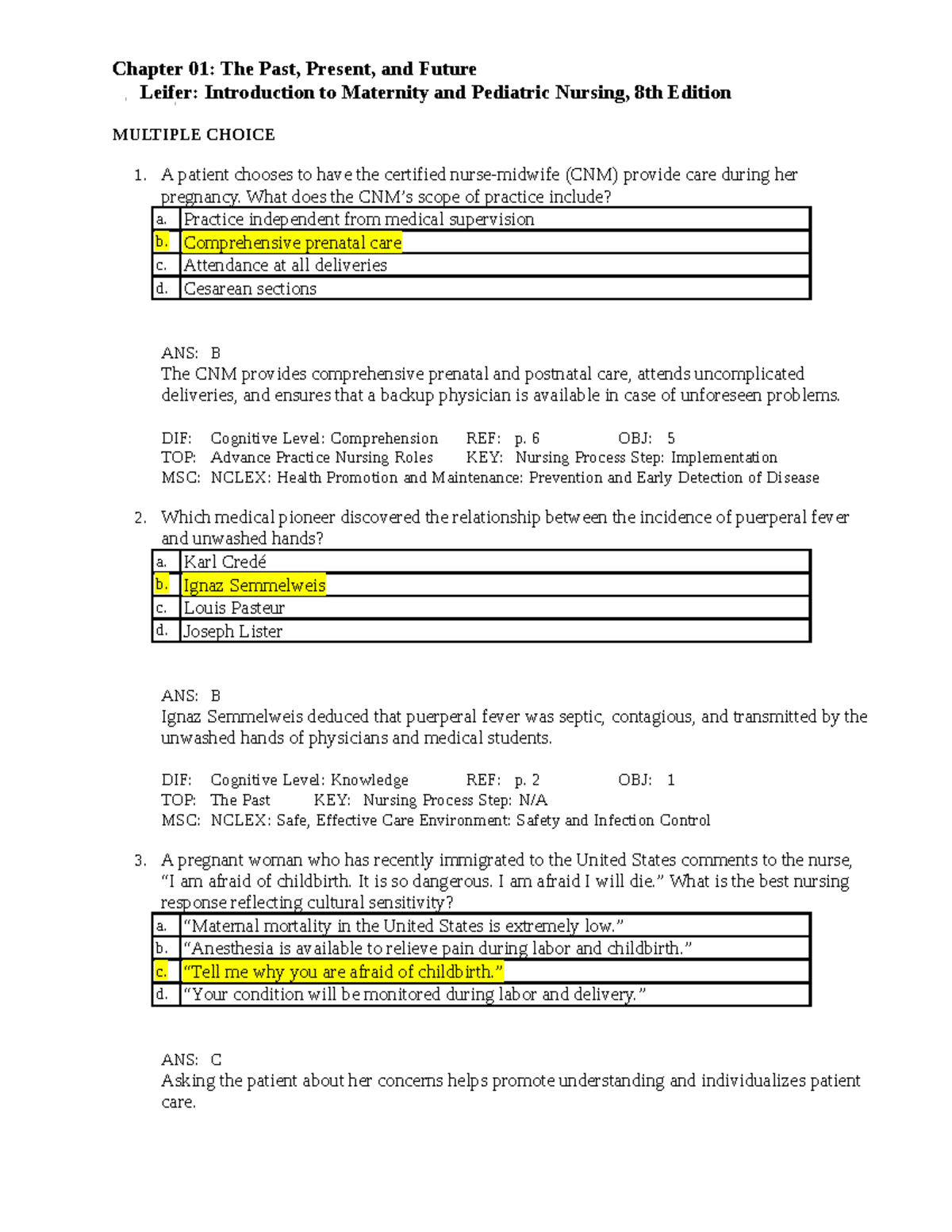 Exam - test bank - Chapter 01: The Past, Present, and Future Leifer ...