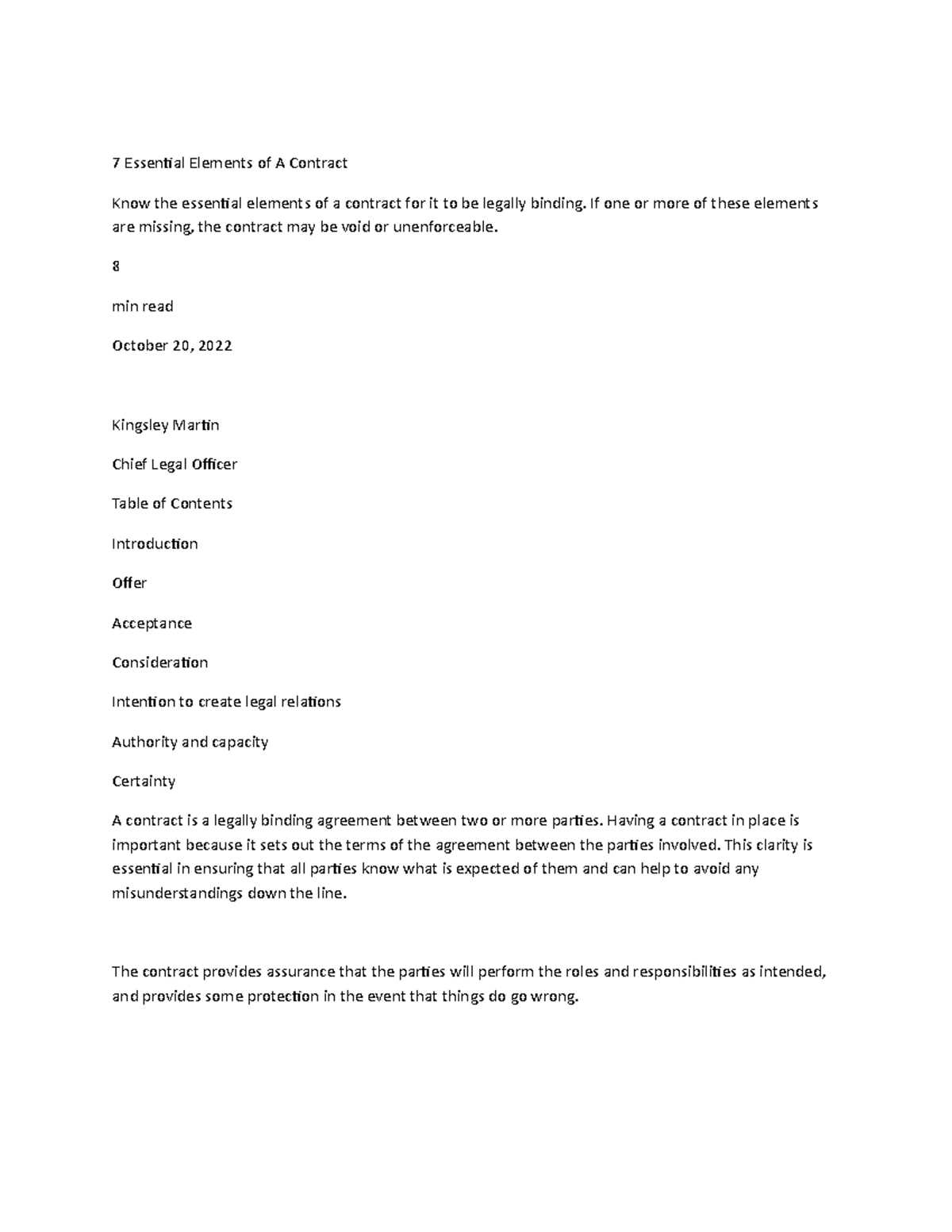 Persona notes law of contract - 7 Essential Elements of A Contract Know ...
