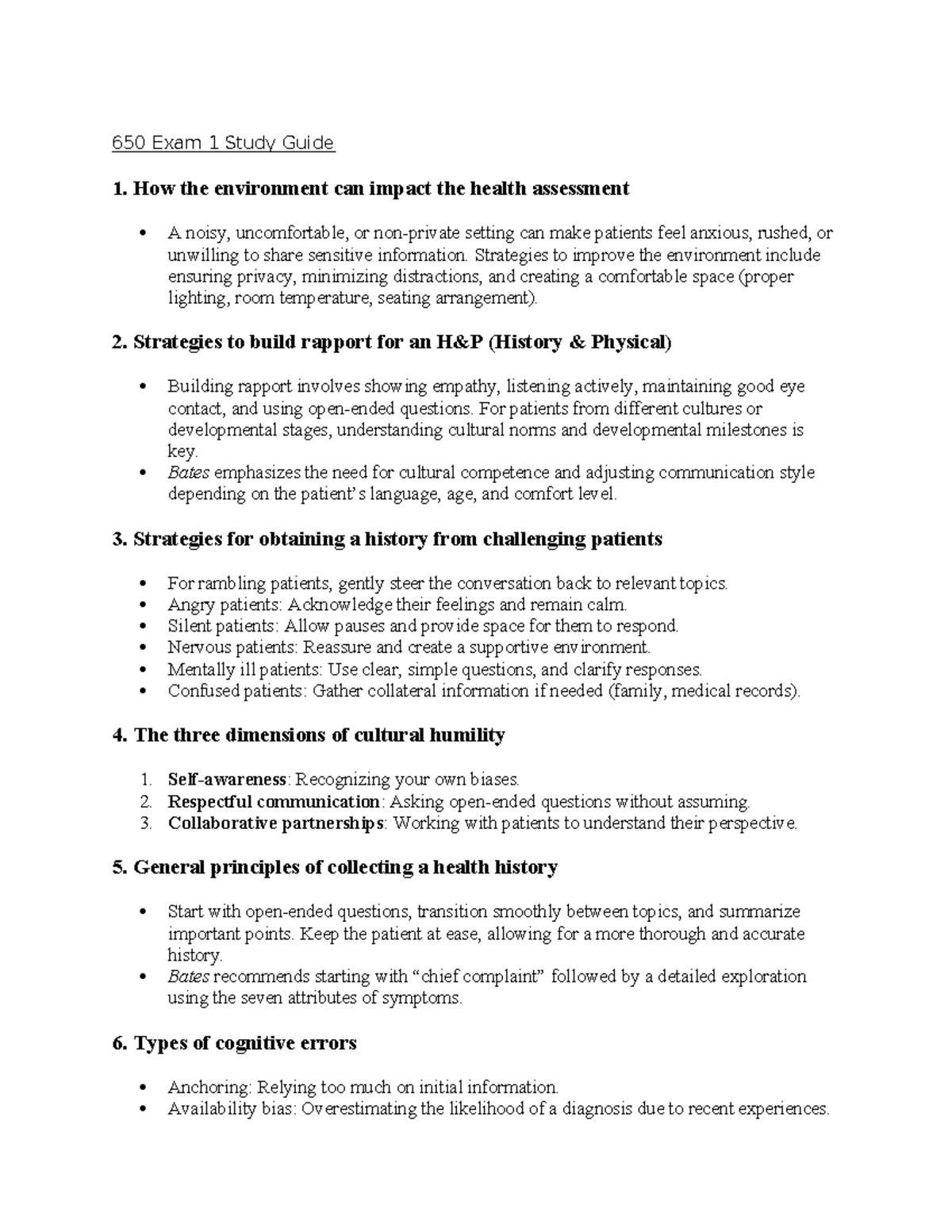 650 Exam 1 Study Guide - 650 Exam 1 Study Guide 1. How the environment ...