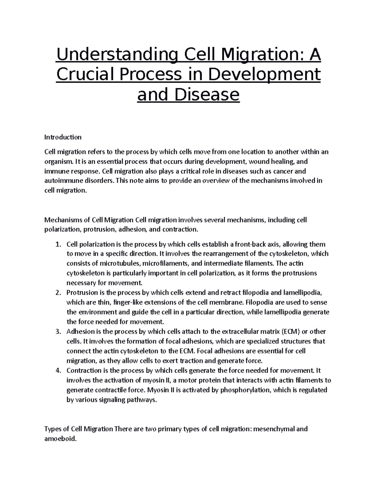 Understanding Cell Migration: A Crucial Process in Development and ...