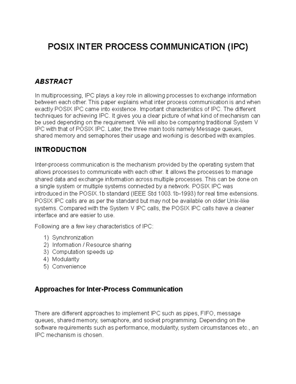 SP Paper 551 - POSIX INTER PROCESS COMMUNICATION - POSIX INTER PROCESS ...