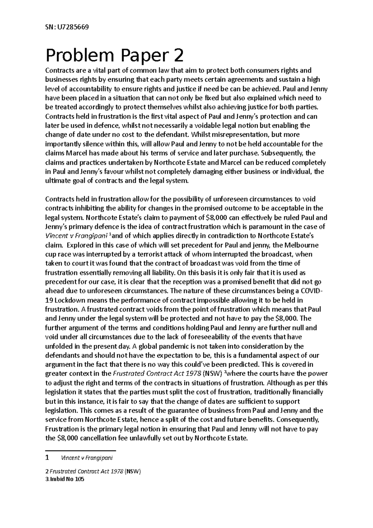 Problem Paper 2 - SN: U Problem Paper 2 Contracts are a vital part of ...