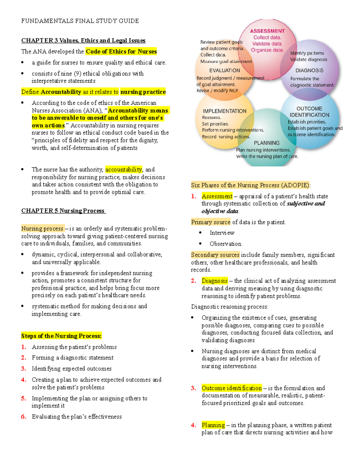 Fundamentals Final Study Guide - FUNDAMENTALS FINAL STUDY GUIDE CHAPTER ...