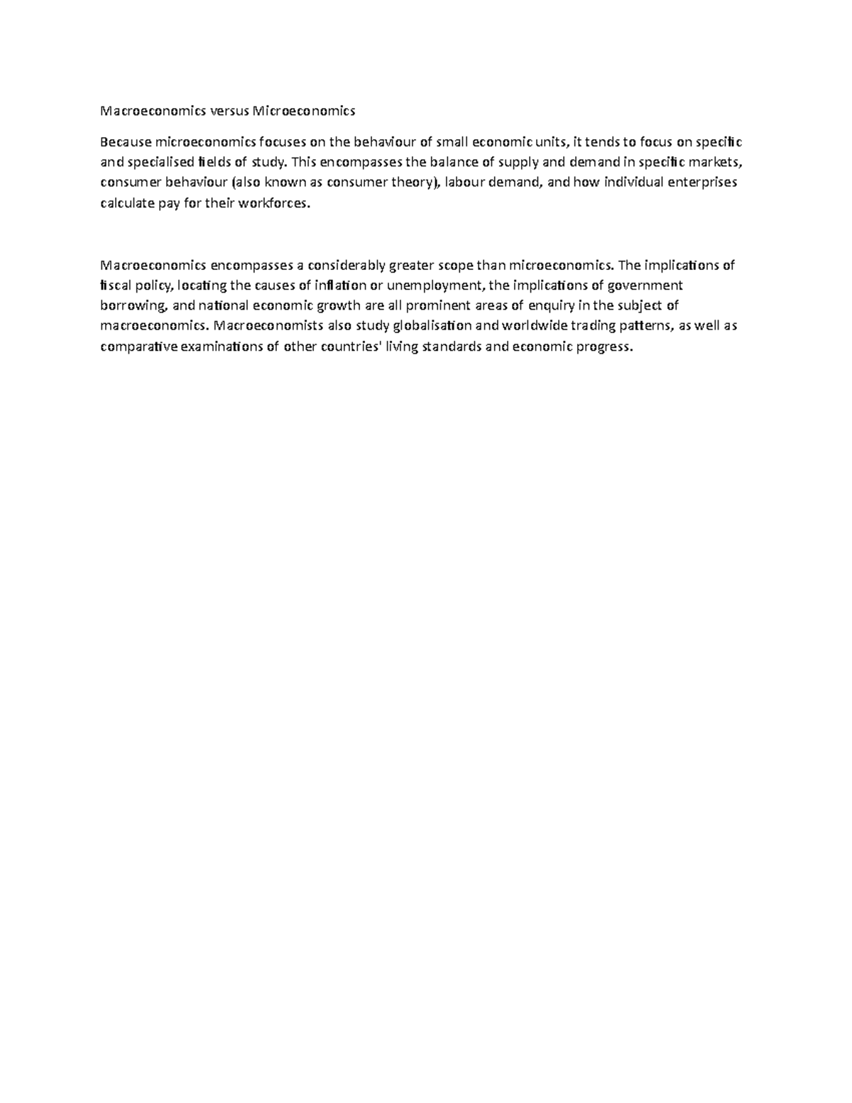 6 Macroeconomics versus Microeconomics - Macroeconomics versus ...