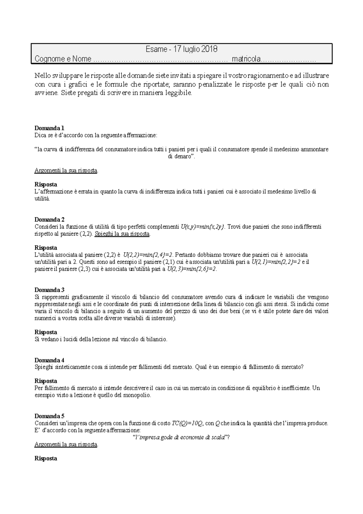 Esame 17 Luglio 18 Soluzione Warning Tt Undefined Function 32 Esame 17 Luglio 2018
