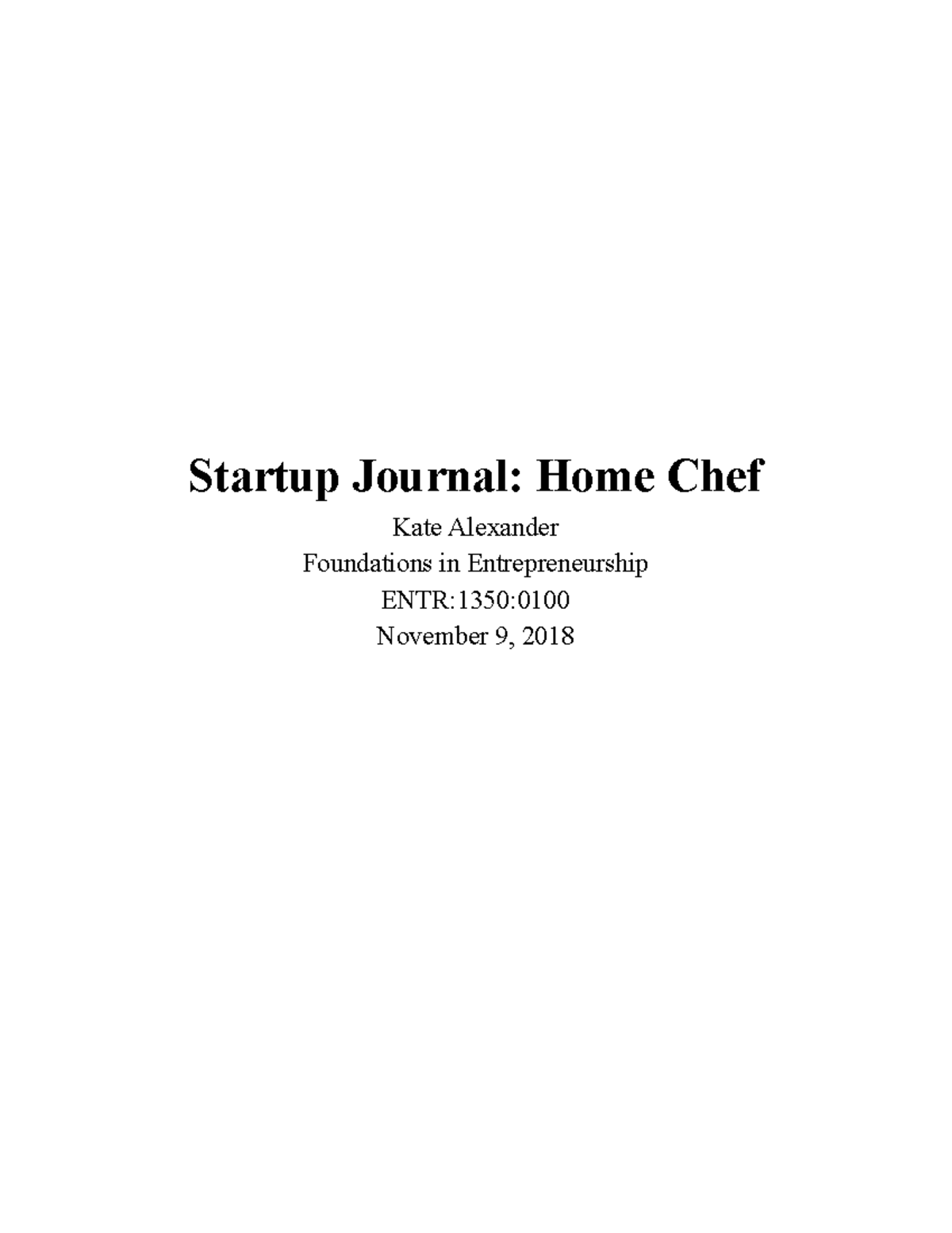 Entreprenuership startup journal - Startup Journal: Home Chef Kate ...