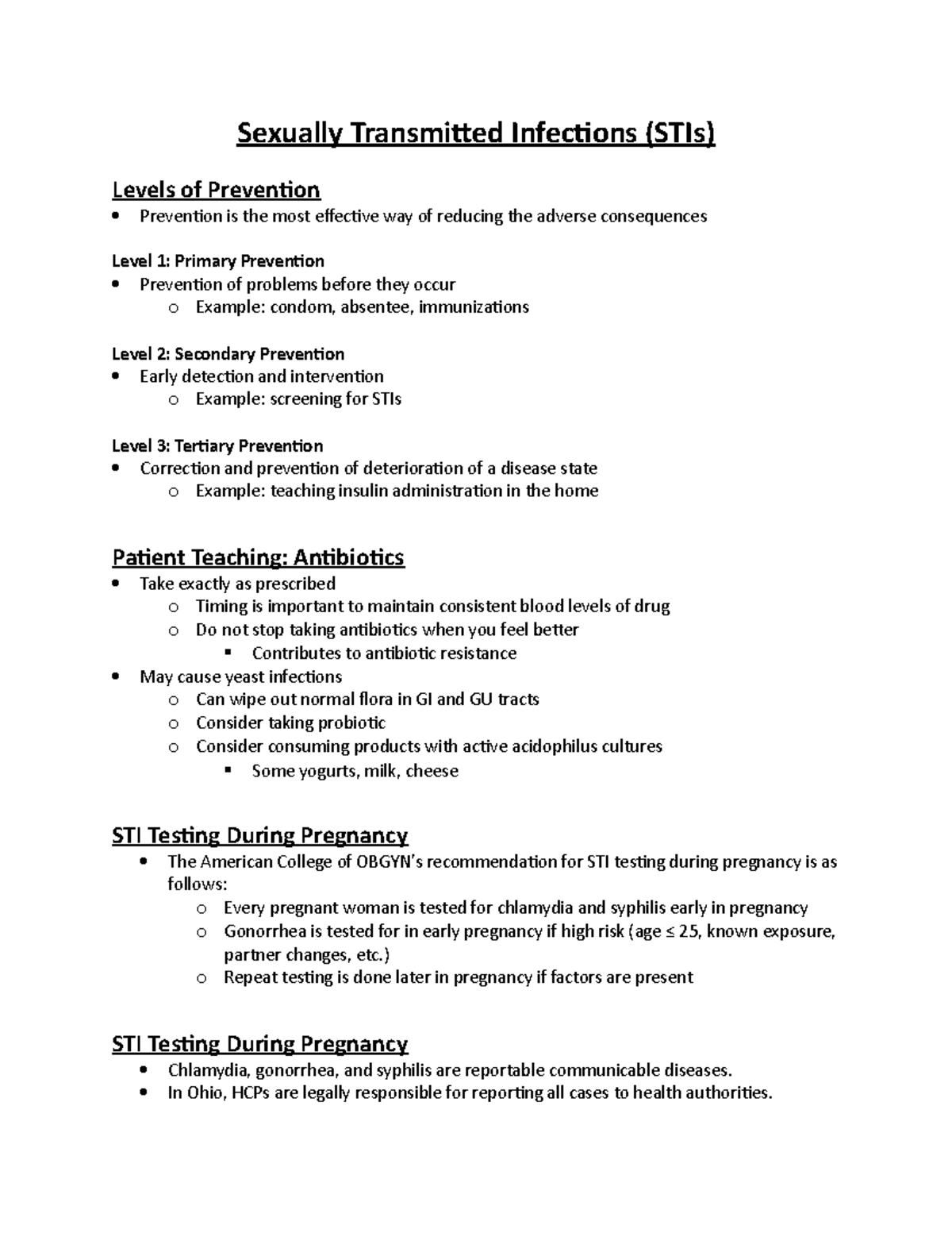 Week 2, Day 1 - notes - Sexually Transmitted Infections (STIs) Levels ...