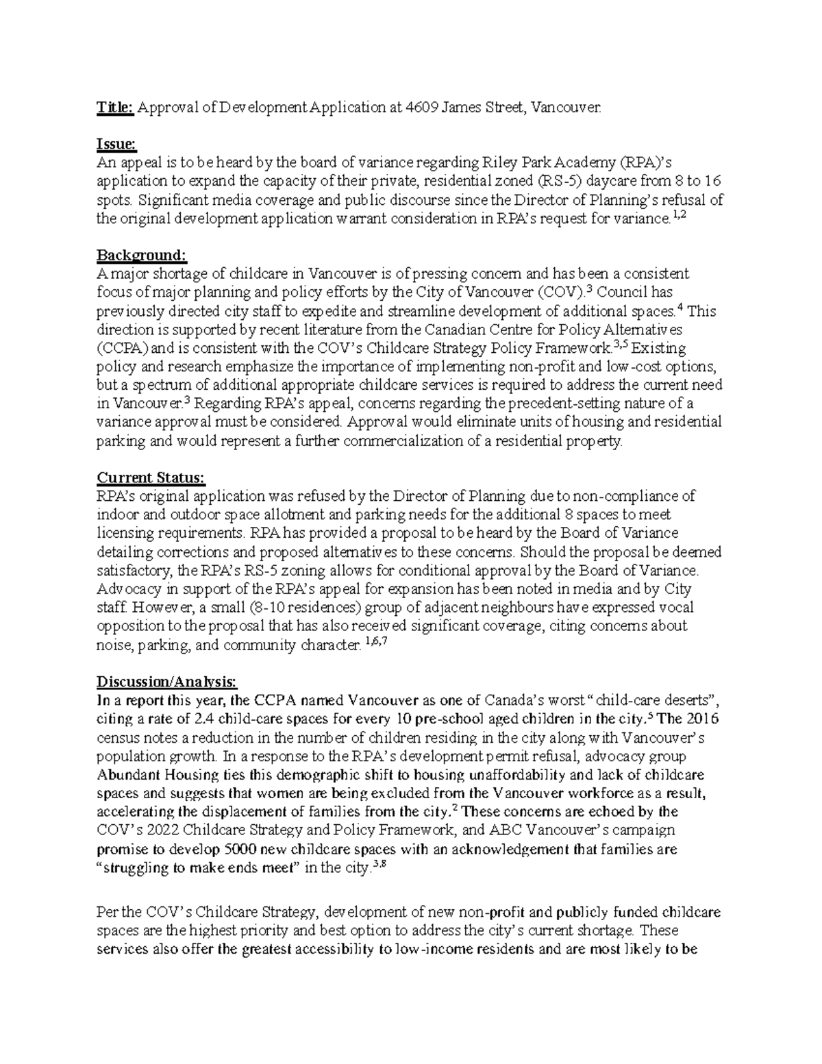 1100 Sample-BN-1 - Title: Approval of Development Application at 4609 ...