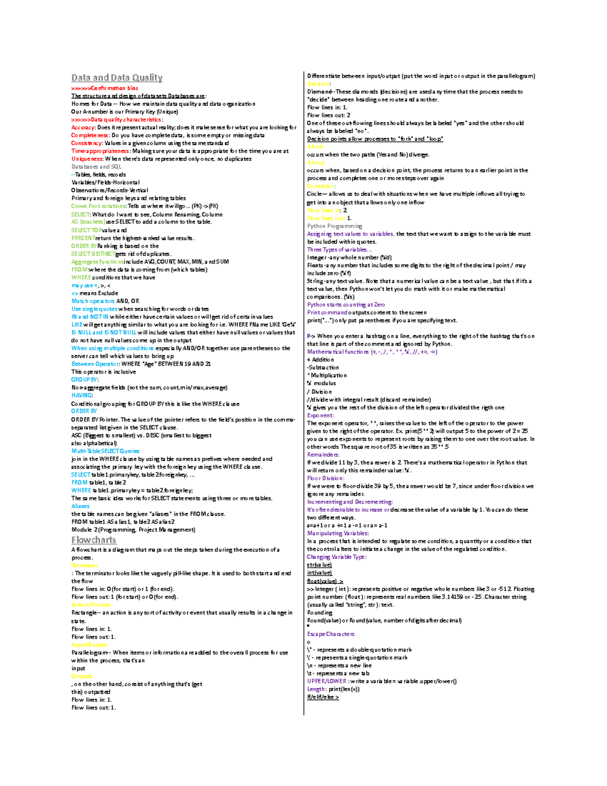 Data and Data Quality - Notes for test - Data and Data Quality ...