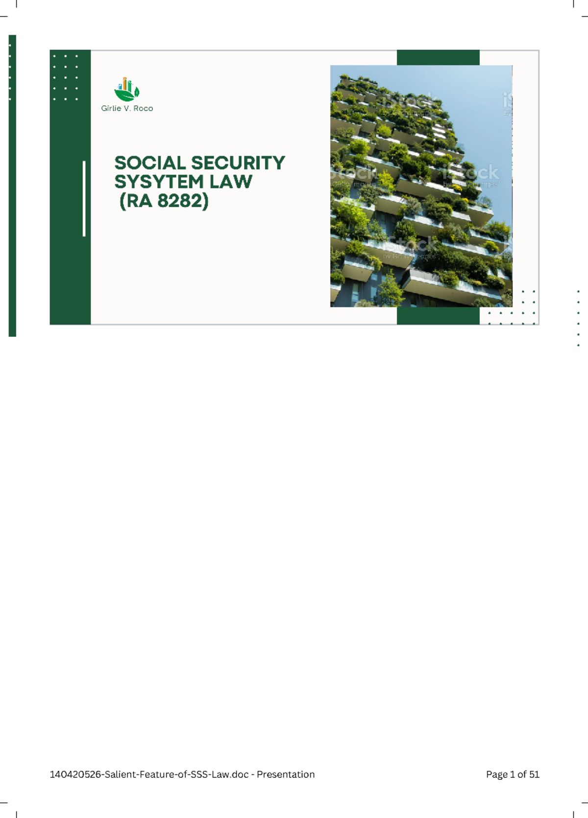 SSS-LAW RA8282 ROCO - Constitutional Law - Studocu