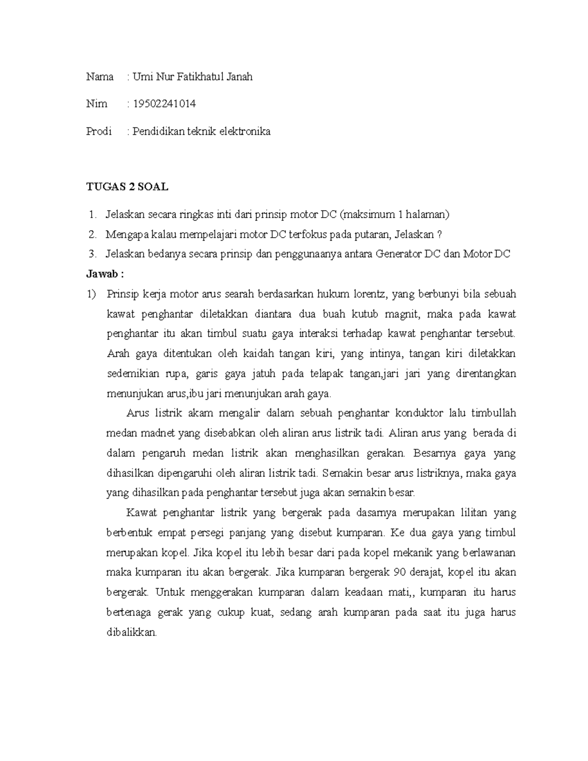 Tgs 2 Umi Nur Fatikhatul Janah 19502241014 - Nama : Umi Nur Fatikhatul ...