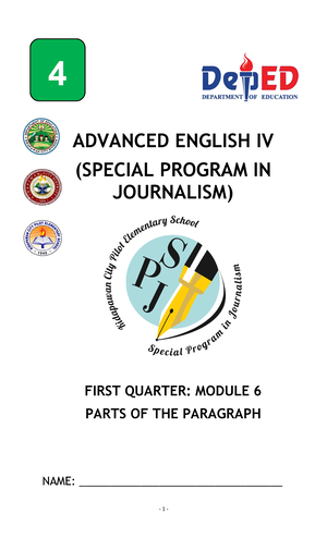 GRADE 4 SLM SPJ WEEK 1 - SPECIAL PROGRAM IN JOURNALISM (SPJ) First ...