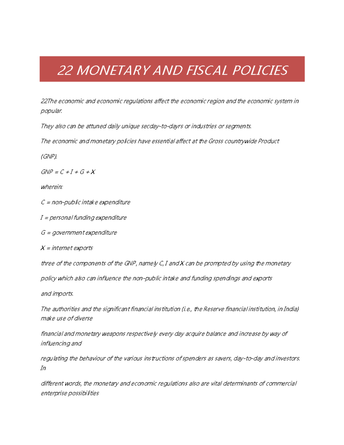 22 Monetary AND Fiscal Policies - 22 MONETARY AND FISCAL POLICIES 22The ...