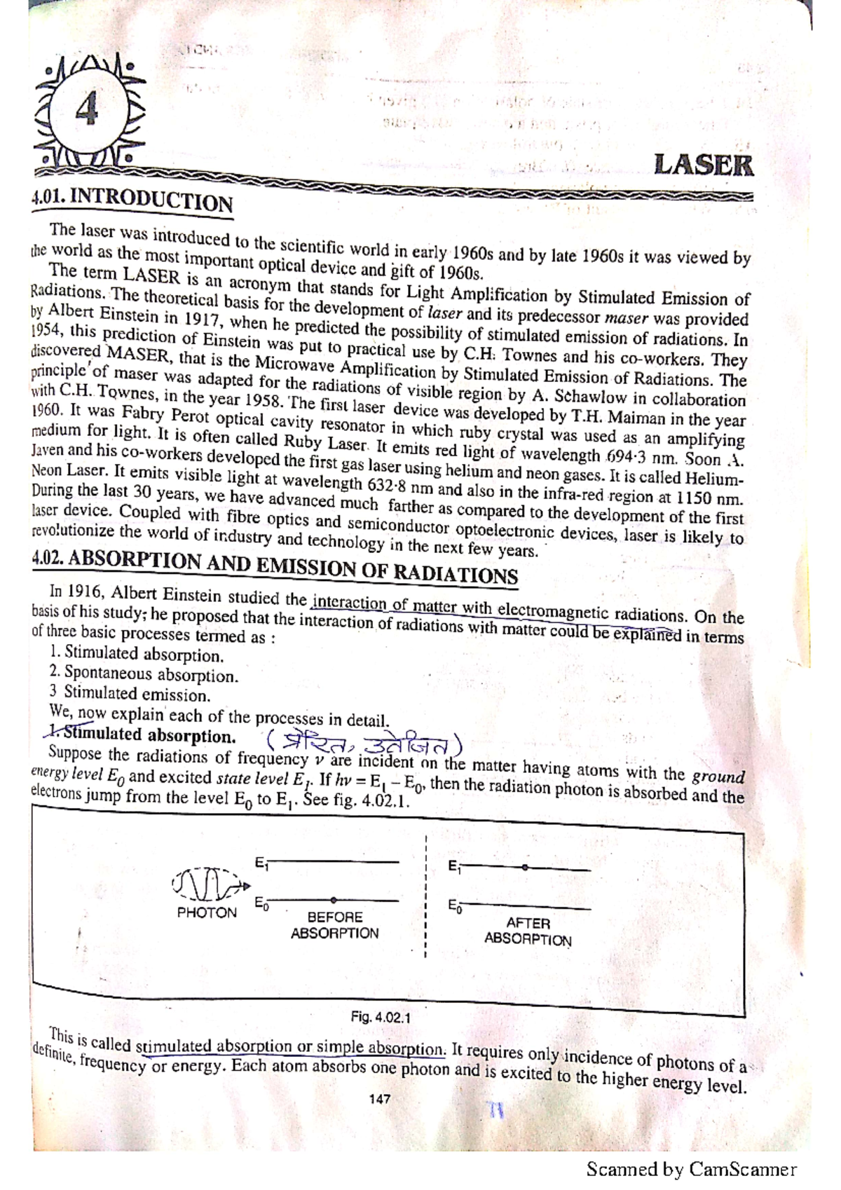 Laser notes - 4 LASER 4. INTRODUCTION The the The world laser term as ...