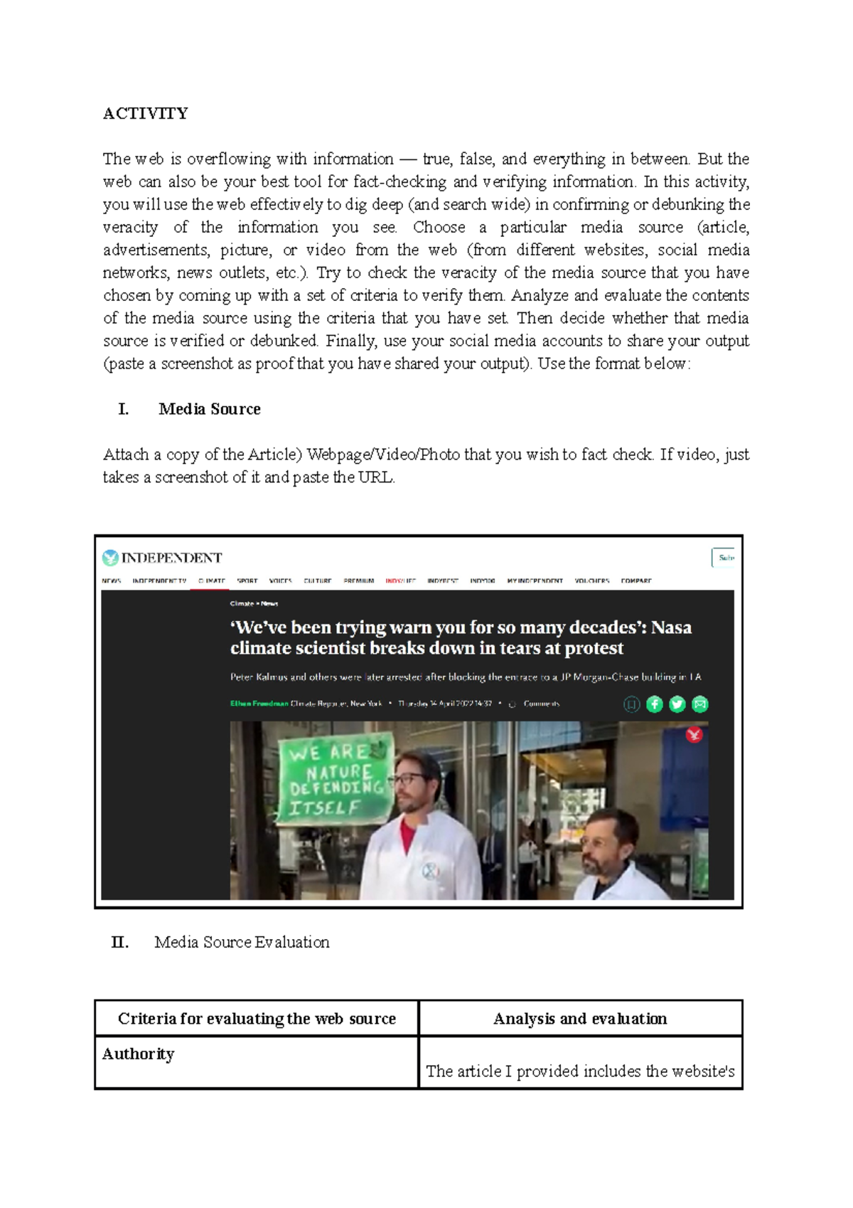 Fact check - ACTIVITY The web is overflowing with information — true ...