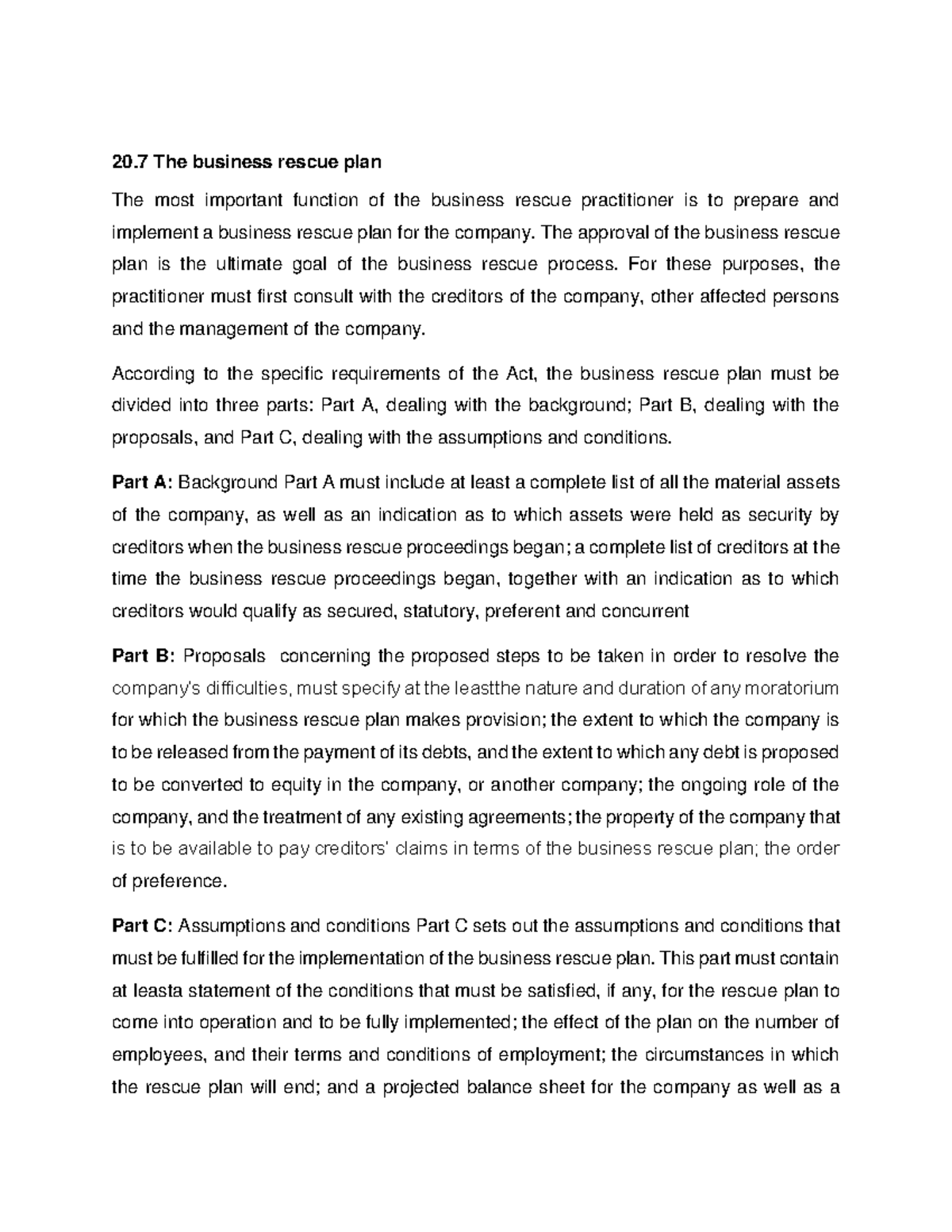 Document 24 - Test 2 - 20 The business rescue plan The most important ...