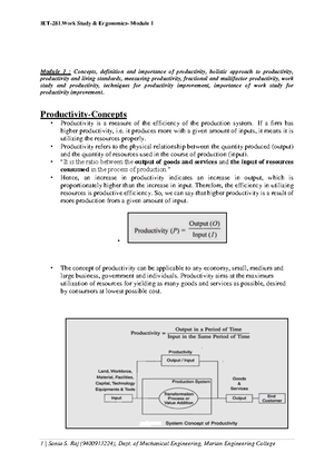 Module 3 notes - Module 3: Method Study Definition and objectives of ...