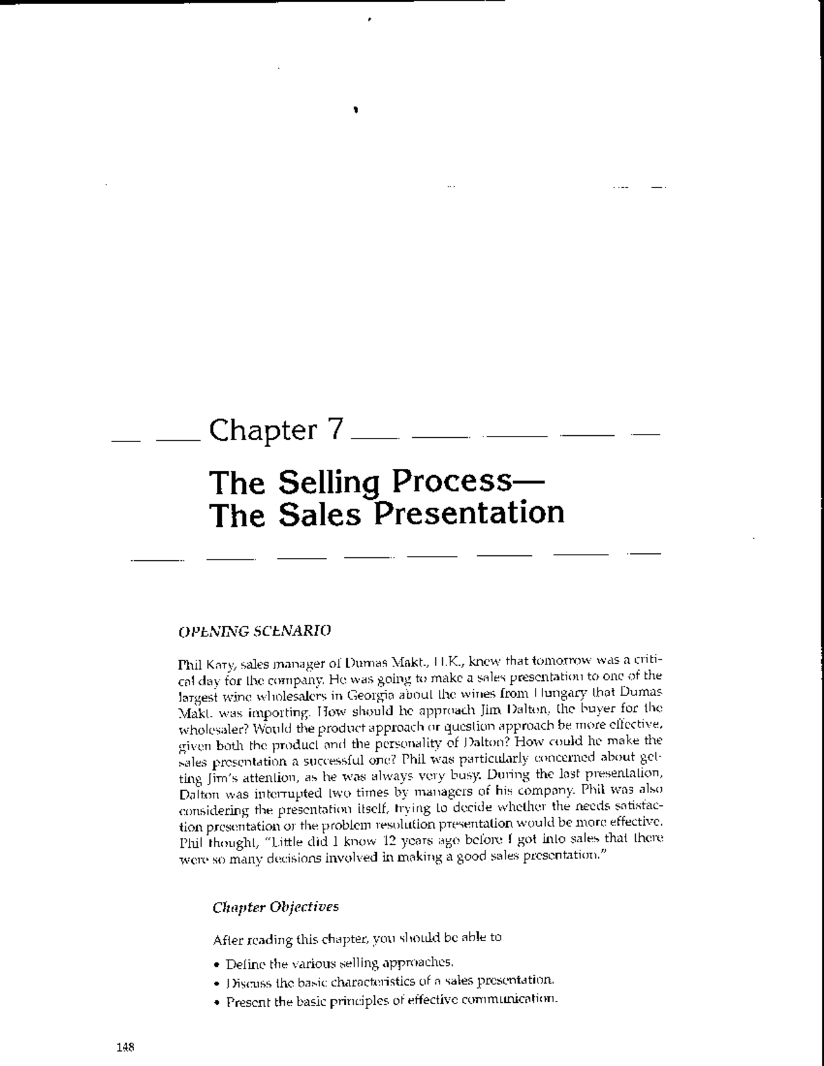 Chapter Three - Book - Lecture notes 1-3 - Chapter 7 The Selling ...