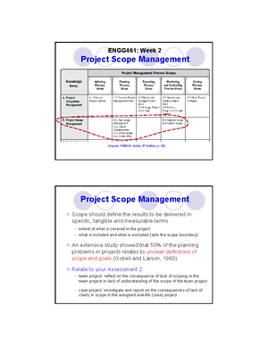 Week 6 Lecture - ENGG461: Week 6 Scheduling & Controlling Project Costs Note: these lecture ...