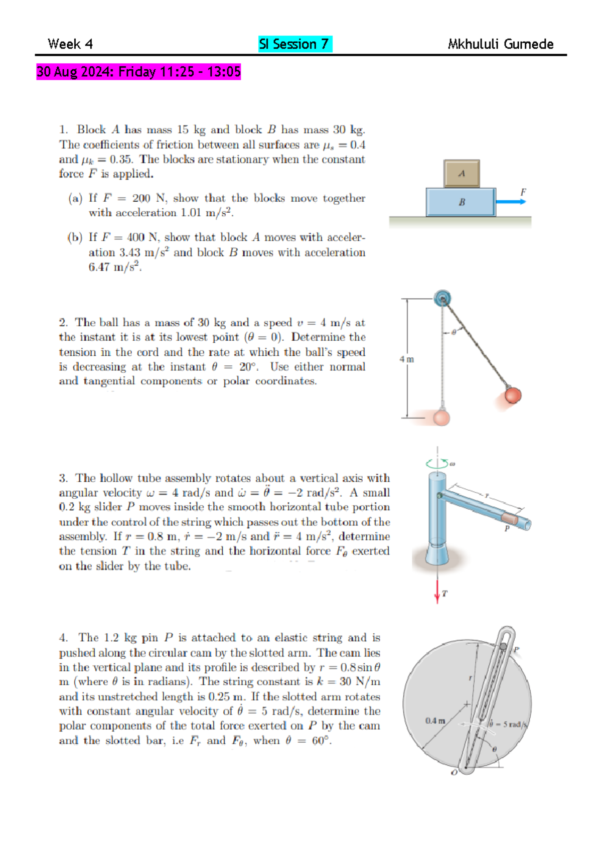 Week 4 - SI work - MATH142 - Week 4 SI Session 7 Mkhululi Gumede 30 Aug ...