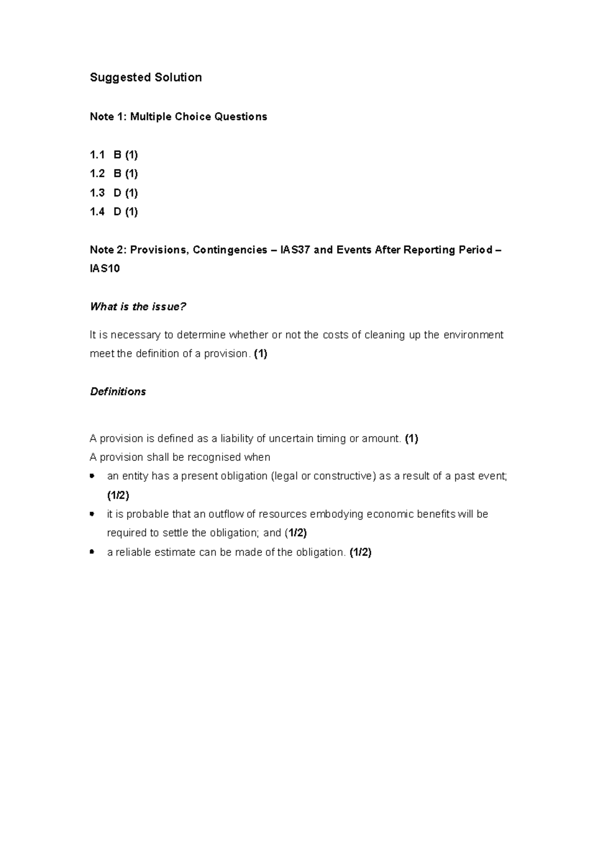 Suggested Solution Q1 Financial Accounting 2.2 Assessment 1 - Suggested ...
